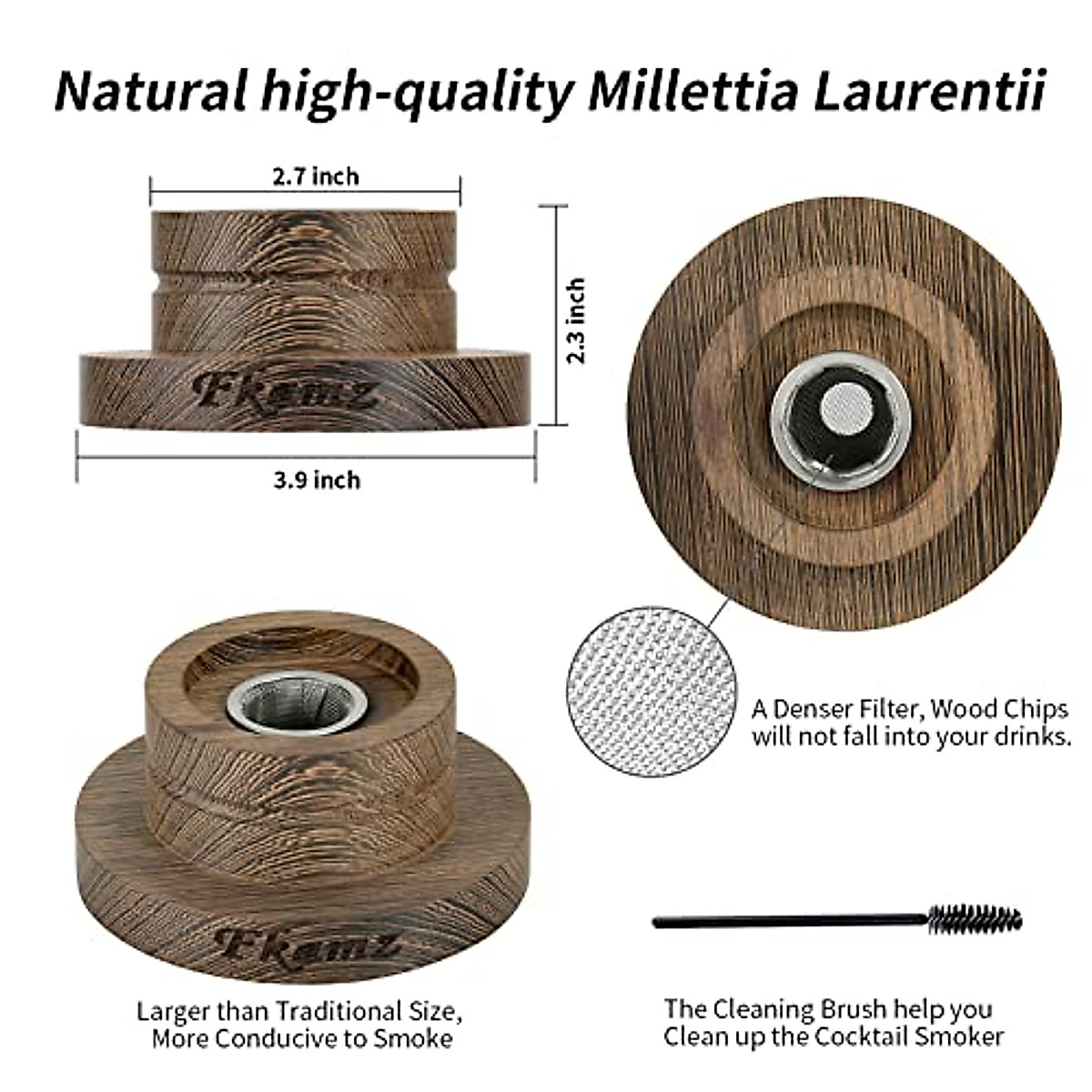 Fkamz Whiskey Smoker Kit with Torch, Cocktail Smoker Kit Gifts for Men, Bourbon Smoker Kit with 6 Flavors Wood Chips Old Fashioned Drink Smoker Infuser Kit - Gift for Whiskey Lovers, Dad, Husband, Men (Butane Not Included)