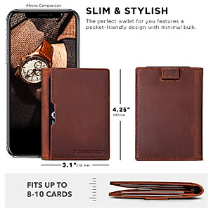 SERMAN BRANDS - Wallets for Men Slim Mens leather RFID Blocking Minimalist Card Front Pocket Bifold Travel Thin (Canyon Red 5.0)