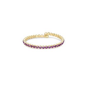 HOT JEWELRY BOX 14K Gold Plated Tennis Bracelet | Gold Bangle Jewelry Bracelets for Women | Aesthetic Accessories with Exquisite CZ and Adjustable Memory Wire for Easy Fit on Any Wrist size