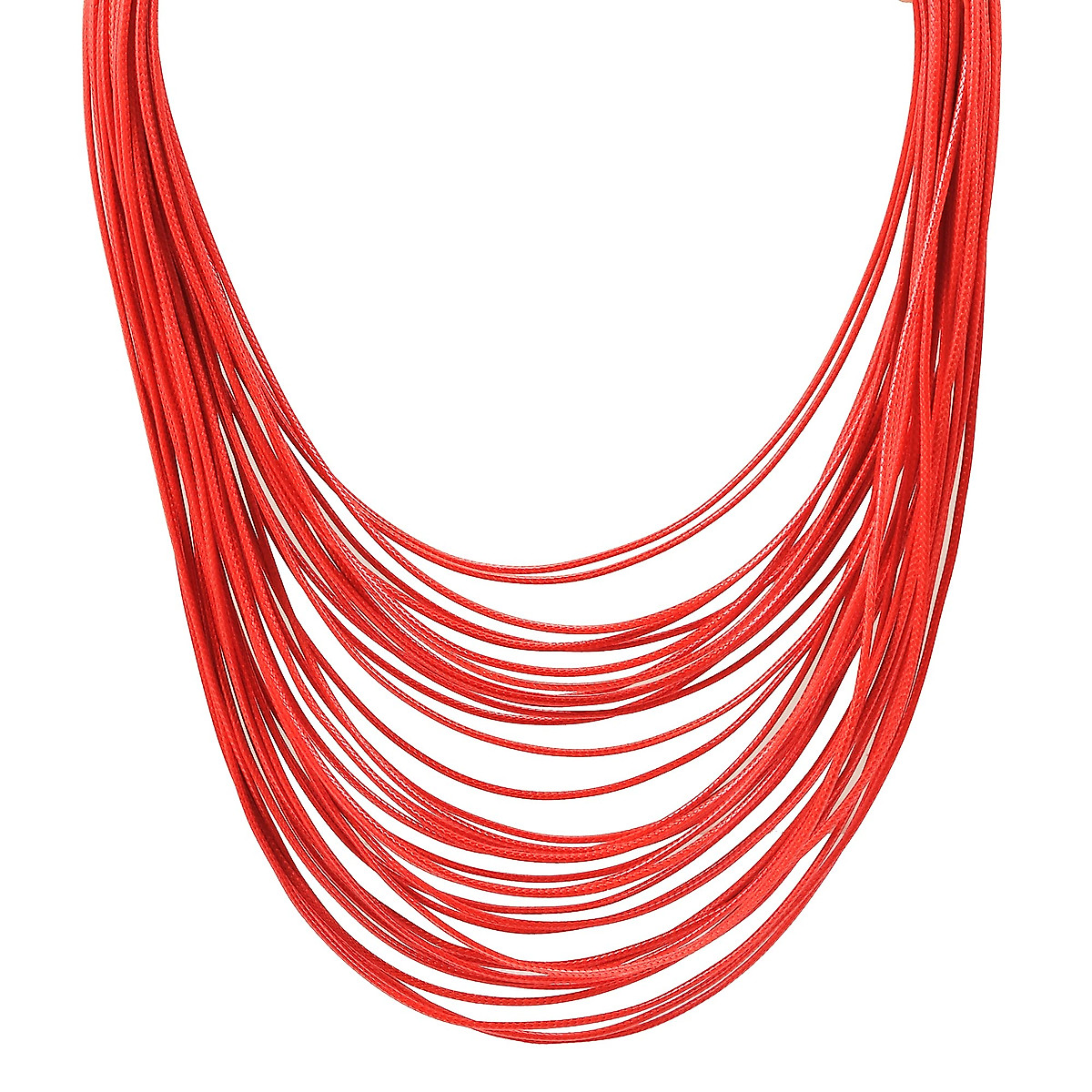 Yuhuan Necklace Women Fashion Bib Choker 36 Layers Wax Line Collar Statement Jewelry (Red)