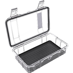 Pelican M60 Micro Case - Waterproof Case (Dry Box, Field Box) for iPhone, GoPro, Camera, Camping, Fishing, Hiking, Kayak, Beach and More (Black/Clear)