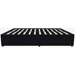 DHP Maven Upholstered Platform Bed for Raised Mattres Support with Underbed Storage Drawers, No Box Spring Needed, Queen, Black Faux Leather