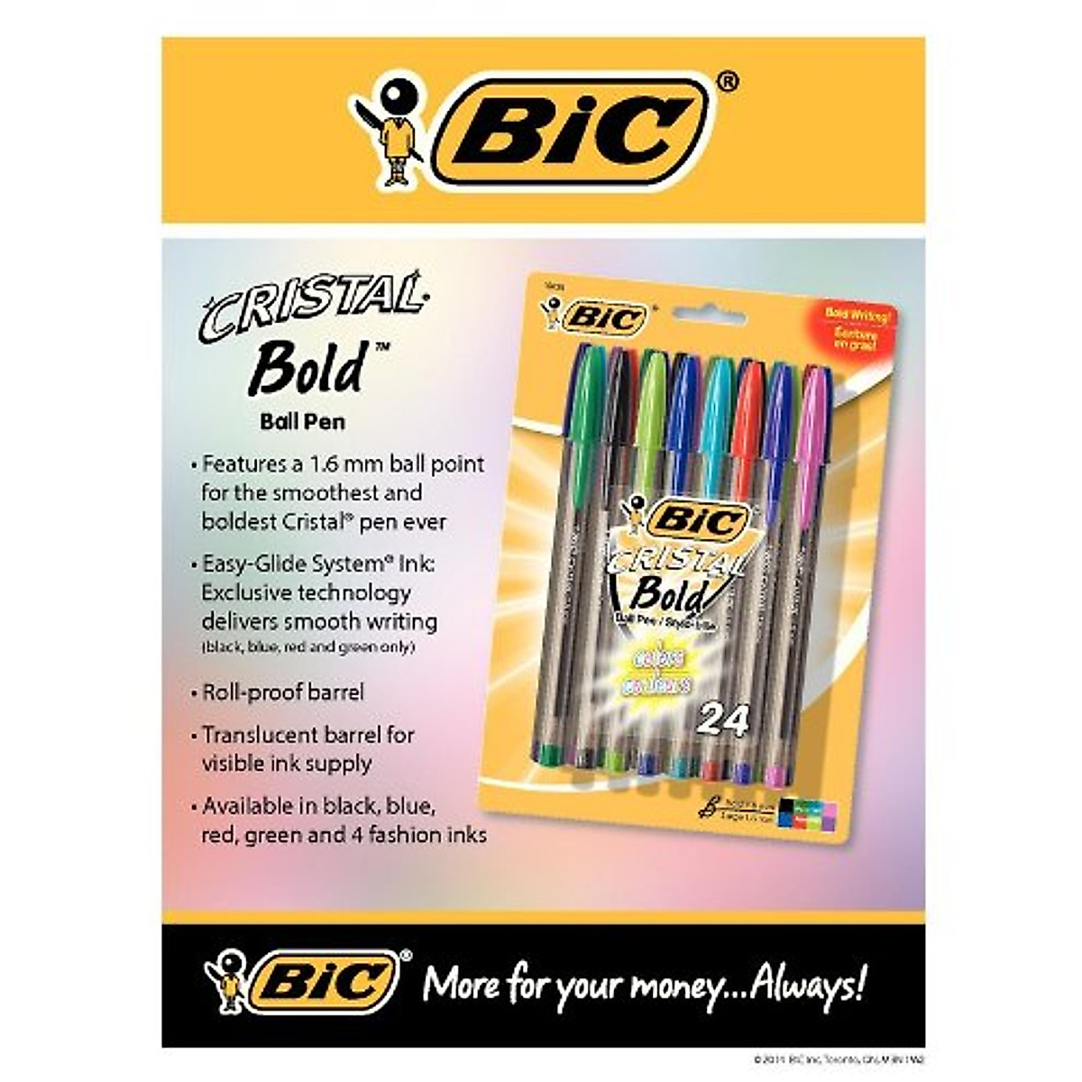 BIC Cristal Bold Ball Pen 24pk Assorted