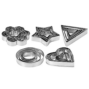 5 Set Cookie Cutters Set, Stainless Steel Pastry Fruit DIY Mold Star Roundcookie Cutters Set for Kitchen Baking Mold Tool