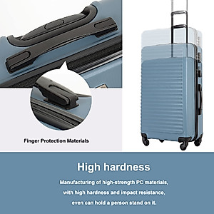 Tripcomp Luggage Sets 3piece Set Hardshell Luggage with Spinner Wheels, TSA Lock, Travel Suitcase Sets, 20 Inch Carry On, 24 Inch Mid-size, 28 Inch Large siutcase (Blue)