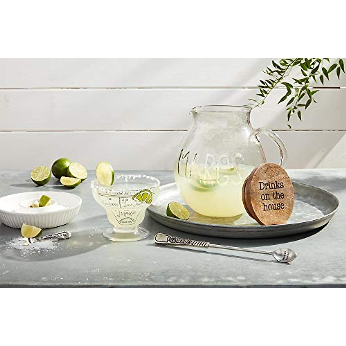 Mud Pie Lime and Salt Rimmer Margarita Set, Round, White