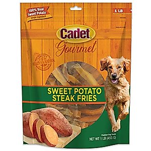 Cadet Gourmet Sweet Potato Fries Dog Treats - Healthy & Natural Sweet Potato Dog Training Treats for Small & Large Dogs - Inspected & Tested in USA (1 lb.)