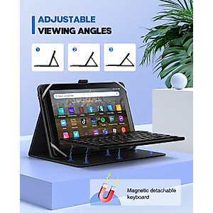 MoKo Universal Keyboard Case for 7", 7.9", 8" iPad Mini/Samsung Galaxy Tab A/Huawei Tablet, Lightweight Tablet Cover with Removable Wireless Bluetooth Keyboard, Black