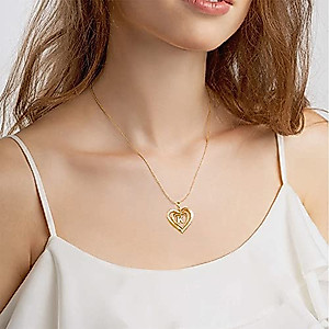 Yesteel Initial Heart Necklaces for Women Teen Girls, Gold Letter Pendant A Necklaces Jewelry for Women Teen Girl Her Mom Daughter Granddaughter Girlfriend Wife Aunt Niece Grandma