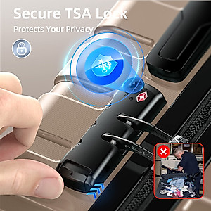 SHOWKOO Luggage Sets Clearance ABS Hardshell 3pcs Luggage Hardside Lightweight Durable Suitcase sets Spinner Wheels Suitcase with TSA Lock (Champage)