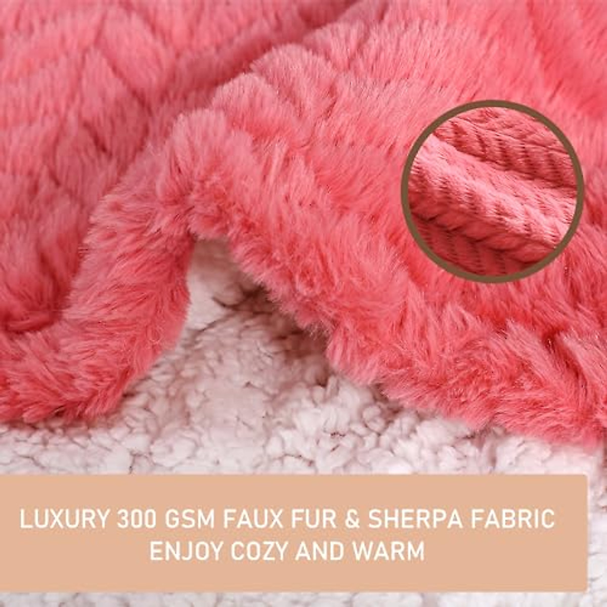 Bilicolor Heated Blanket Electric Throw Luxury Faux Fur Sherpa 50" x 60" Fast Heating Blanket 5 Heating Levels 3 Hours Auto Off with ETL Certificated