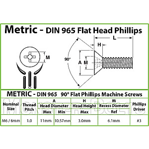 MonsterBolts - M6 x 10mm Phillips Flat Head, DIN 965, Stainless Steel, 25 Pack