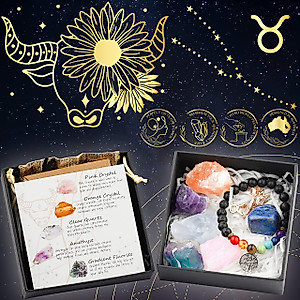 Hihealer Zodiac Gifts for Women, Spiritual Gifts, Zodiac Gifts, Astrology Gifts for Women, Horoscope Gifts with Birthstone, Healing Stone Gifts, Unique Birthday Gifts for Women