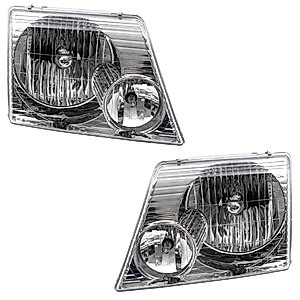 Brock Aftermarket Replacement Driver Left Passenger Right Halogen Headlight Assembly Set Compatible With 2002-2005 Ford Explorer