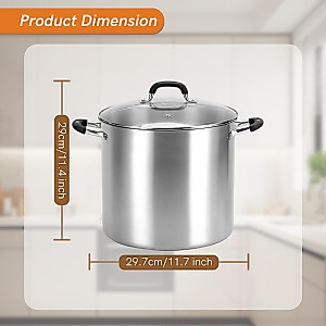 BriSunshine 21.5 QT Canning Pot with Rack, Stainless Steel Water Bath Canner, Stockpot Large pot with Glass Lid Anti-scald Handles for Canning Making Soups, Compatible with Induction Cooktops
