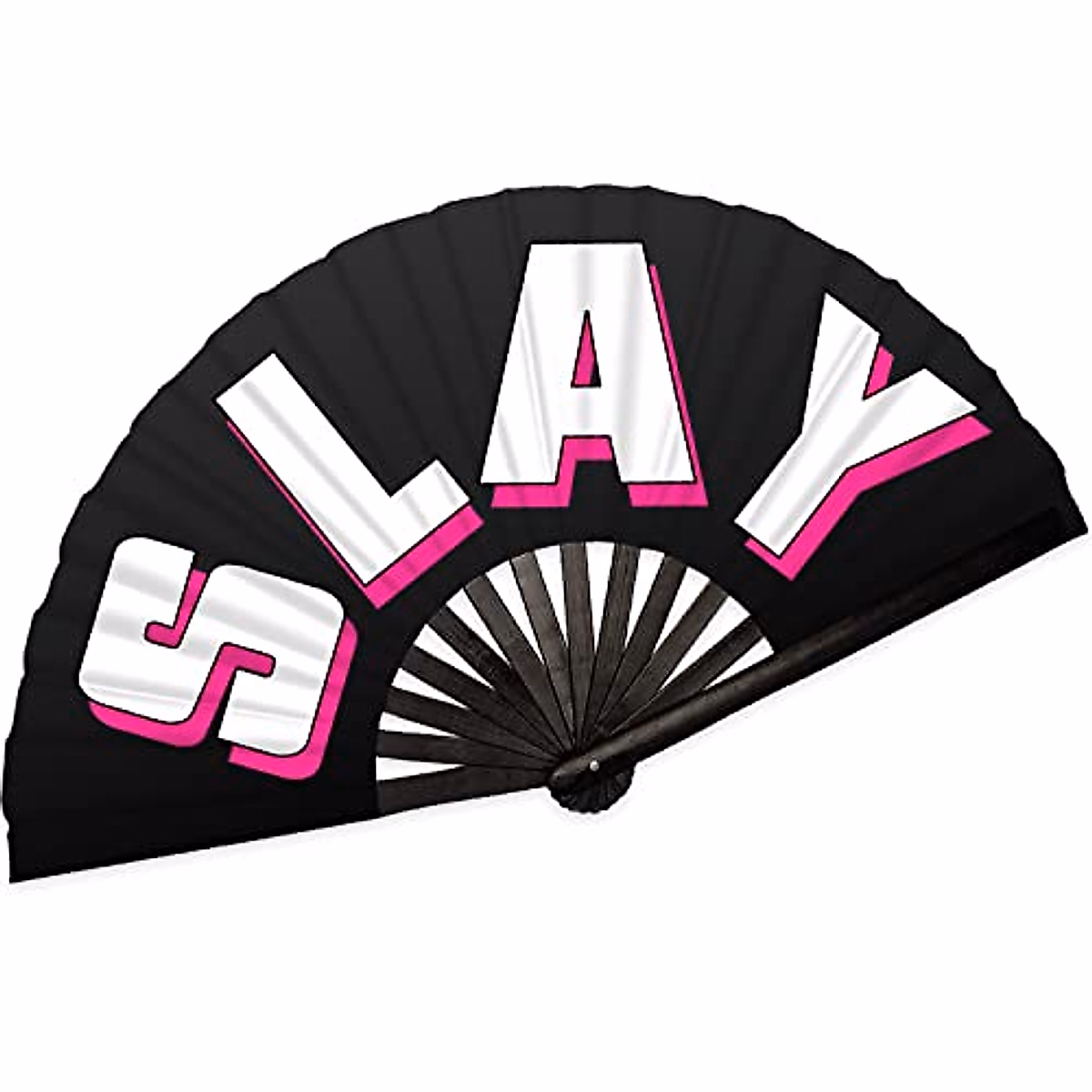 SoJourner Bags Slay Clack Fan - Rave Fan - Large Folding Fan for Raves, Halloween, Burlesque, Rainbow Outfits for Women & Festival Accessories - Clack Fan Hand Fan