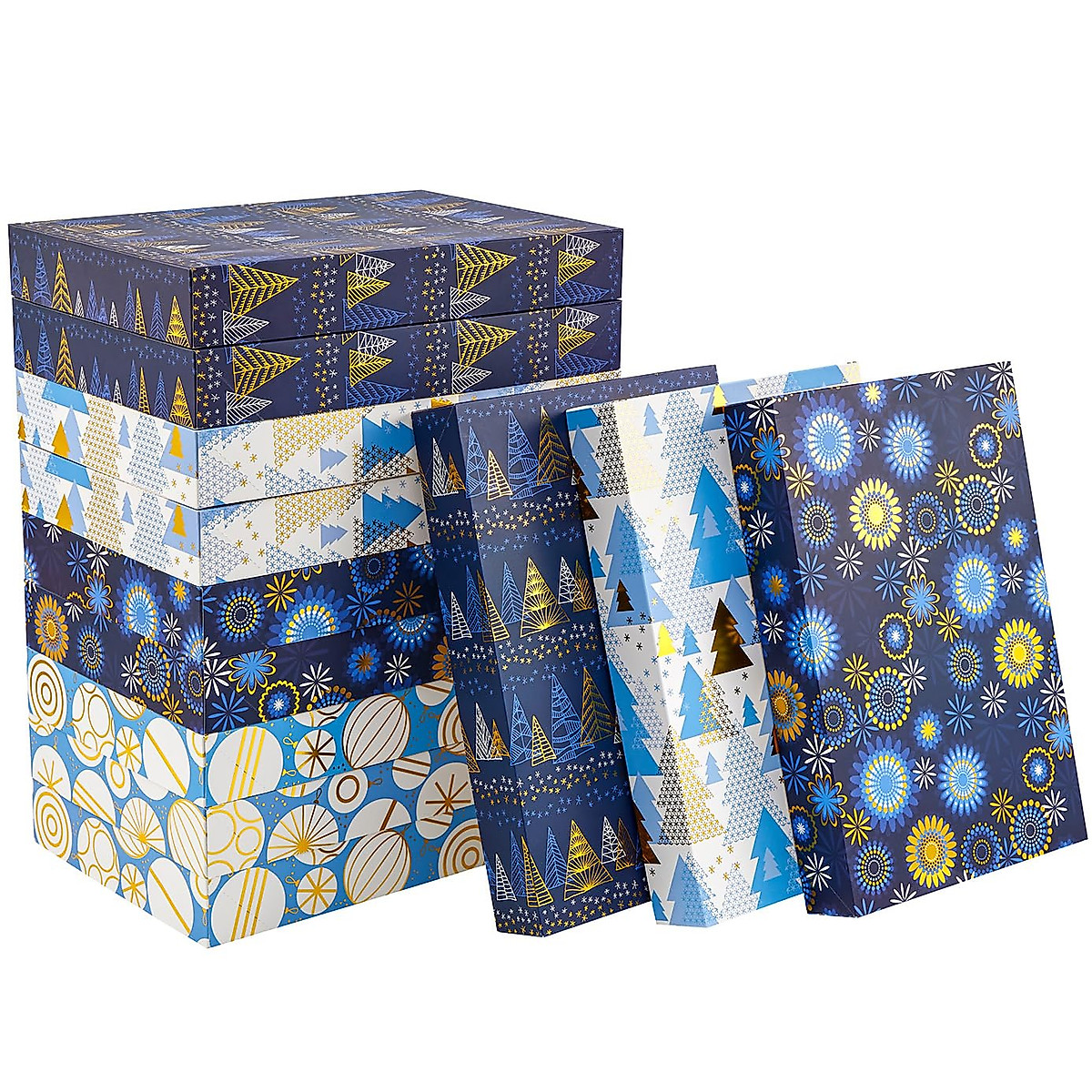SUNCOLOR 12 Pack 14" Blue Large Christmas Gift Boxes With Lids For Clothes Presents
