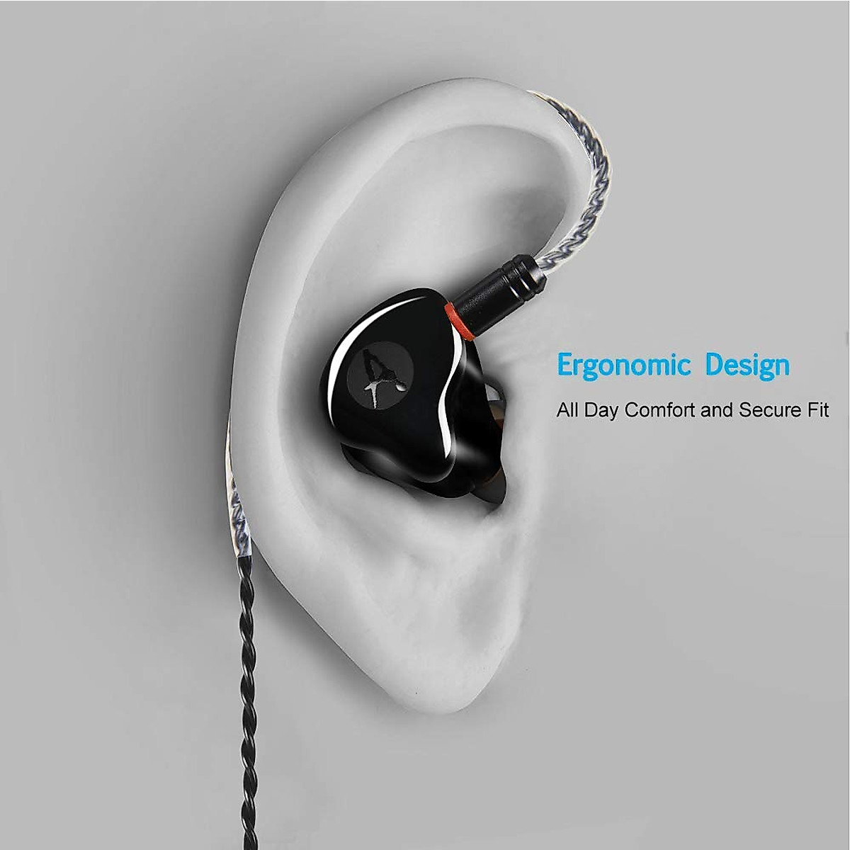 DCMEKA in Ear Monitor Headphones, HiFi Stereo IEM Earphones, Dynamic Dual Driver Wired Earbuds with Detachable Cable, Noise Canceling Headset for Singers Musicians Drummers Audiophile (Black)