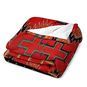 1890 Navajo Saddle Blanket Flannel Fleece Throw Blankets 50"X40" Lightweight Fluffy Winter Fall Blanket Cozy Soft Fuzzy Plush Home Decor for Couch Bed Sofa Bedroom Living Room Travel