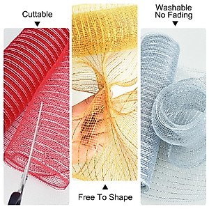 TONIFUL 2 Rolls 10 Inch White Decorative Mesh Ribbbon Rolls, Fabric Mesh for Mesh Wreath Supplies, Front Door Wreath Crafts Tree Decor Christmas NewYears Halloween Decoration (10 yds/roll)