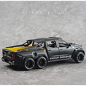 Simulation Alloy Car Modle Pickup 1/28 Metal Toy Car Sound Light Pull Back Model Toys for Boys Light Toys (Black)