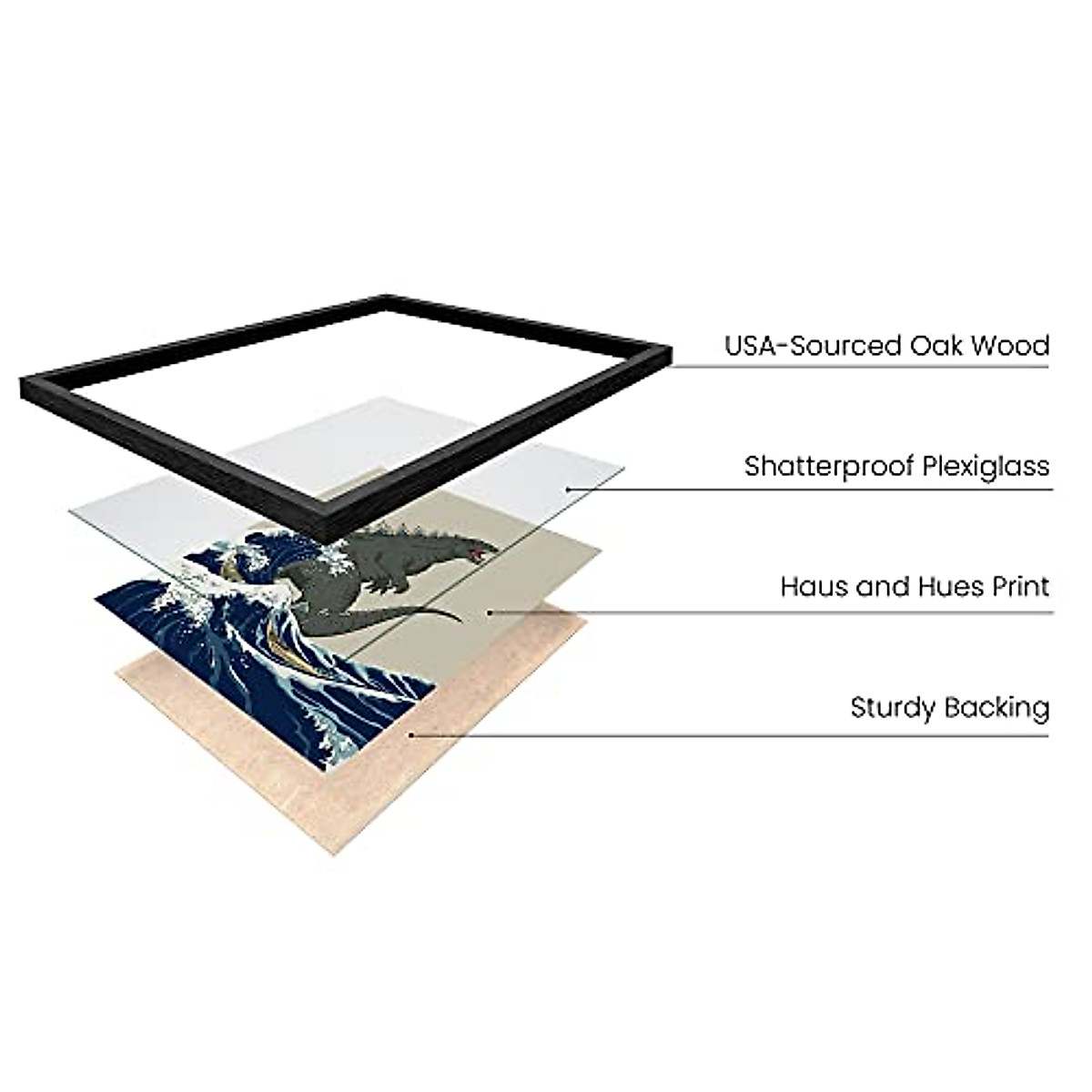 HAUS AND HUES Framed Japanese Art Wall Decor Japanese Wall Art for Boys Room, Japanese Style Wall Art, Movie Prints Painting and Posters for Walls (Black Framed, 12x16)