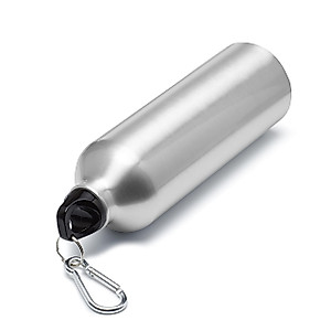 DISCOUNT PROMOS Custom Aluminum Water Bottles with Carabiner 24 oz. Set of 50, Personalized Bulk Pack - Perfect for Gym, Hiking, Camping, Running, Mountain Bike, Outdoor Sports - Silver