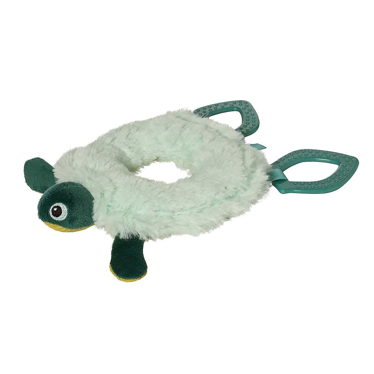 Manhattan Toy Theo Turtle Baby Toy Ring Rattle with Crinkle Paper and Textured Teethers