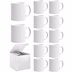 ABBSH Sublimation Mugs, Sublimation White Coffee Mugs Tazas Para Sublimacion Blank 11 OZ With Box for for Coffee, Soup, Tea, Milk, Latte, Hot Cocoa Set of 12