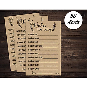50 Kraft Rustic Wishes for Baby Cards - Baby Shower - Gender Neutral - Well Wishes for Boy or Girl