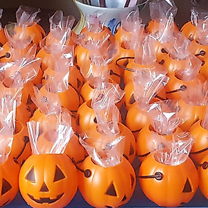 24 Mini Pumpkin Trick or Treat Buckets Bulk Halloween Candy Holders Container for Kids, Halloween Goodie Bags, by 4E's Novelty