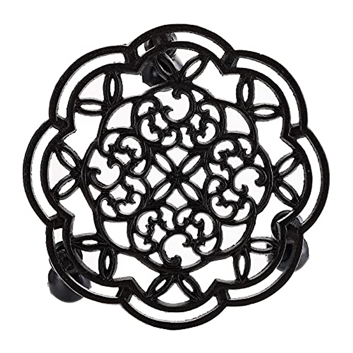 Fasmov Cast Iron Plant Caddy Plant Stand Plant Pallet Caddy Plant Pot with Heavy Duty Wheels Indoor Outdoor Planter Trolley Casters Rolling Tray Coaster, Black