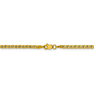 Solid 14k Yellow Gold 2.4mm Flat Anchor Mariner Chain Necklace - with Secure Lobster Lock Clasp 20"