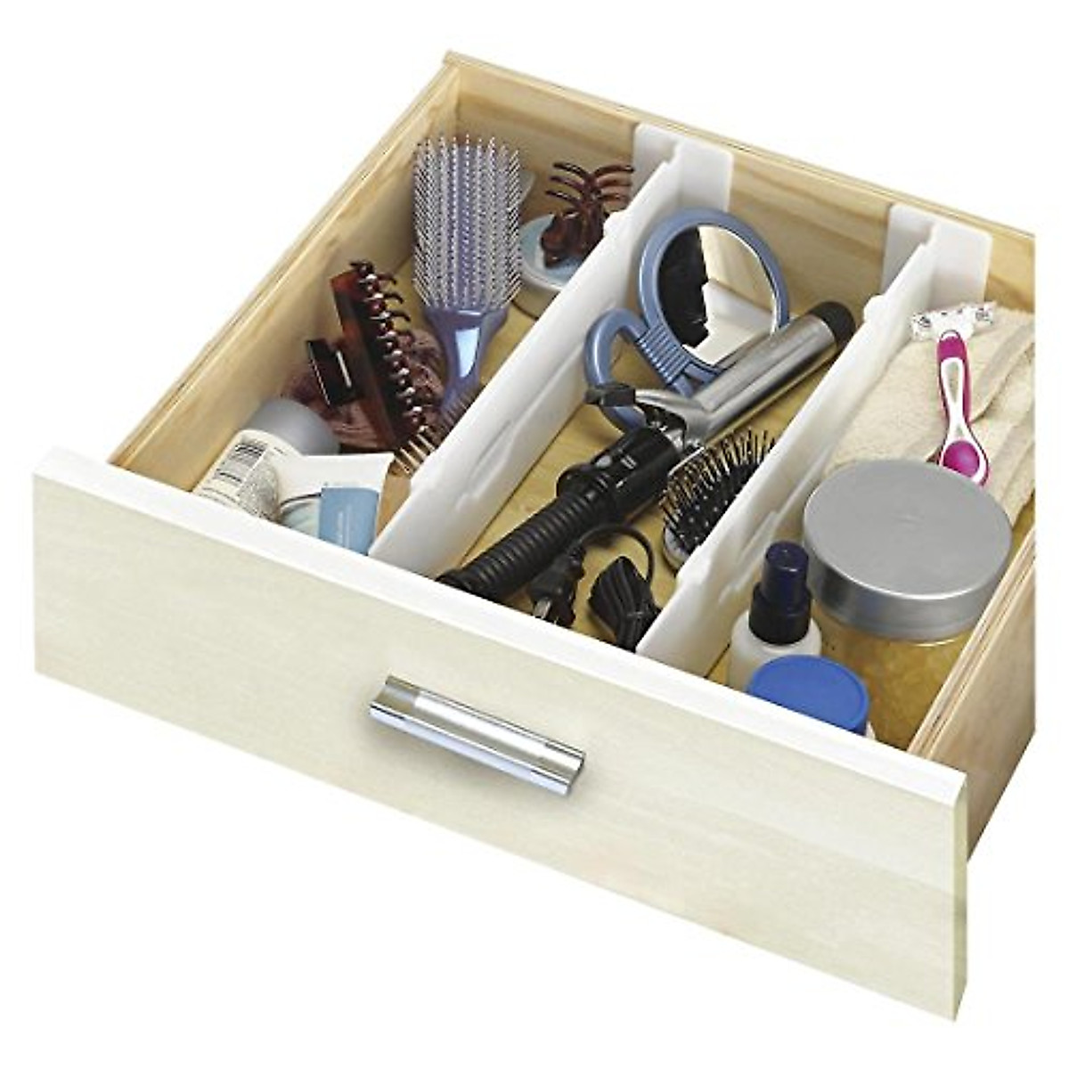 YBM Home Adjustable Drawer Dividers/Organizers for Bedroom, Bathroom, Dresser, Kitchen, and Office Drawers, Spring-Loaded Expandable Drawer Organizers Lock in Place (Set of 2), 2179b