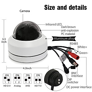 LEFTEK Analog PTZ Camera Outdoor Mini RS485 HD 1080P 4X Zoom AHD/TVI/CVI/CVBS Coaxial Control CCTV Camera with 65ft Night Vision IP66 Waterproof Anti-Explosion