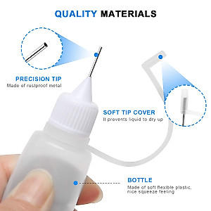 Adecco Precision Tip Applicator Bottle, Glue Applicator Bottles, 50 PCS 15ml Precision Tip Applicator Bottles with 10 Plastic Funnels, for Acrylic Painting, Quilling, Alcohol Ink(Precision Tip Bottle)