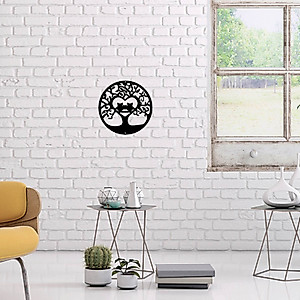 CREATCABIN Metal Wall Art Ornaments Owl Decor Wall Hanging Plaques Iron Wall Art Sculpture Sign for Indoor Outdoor Home Living Room Kitchen Garden Office Decoration Black 11.8inch