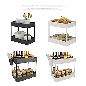 Under Sink Organizer Pull Out Under Sink Storage Rack 2 Tier Under Bathroom Cabinet Storage Multi Purpose Under Cabinet Storage for Kitchen Bathroom Cabinet(white#2)