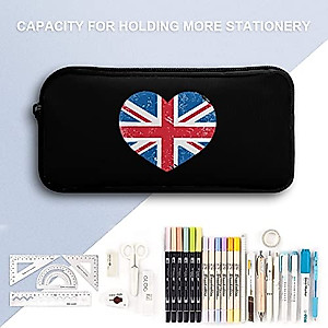 UK Great Britain Retro Heart Flag Pencil Case Pencil Pouch Coin Pouch Cosmetic Bag Office Stationery Organizer