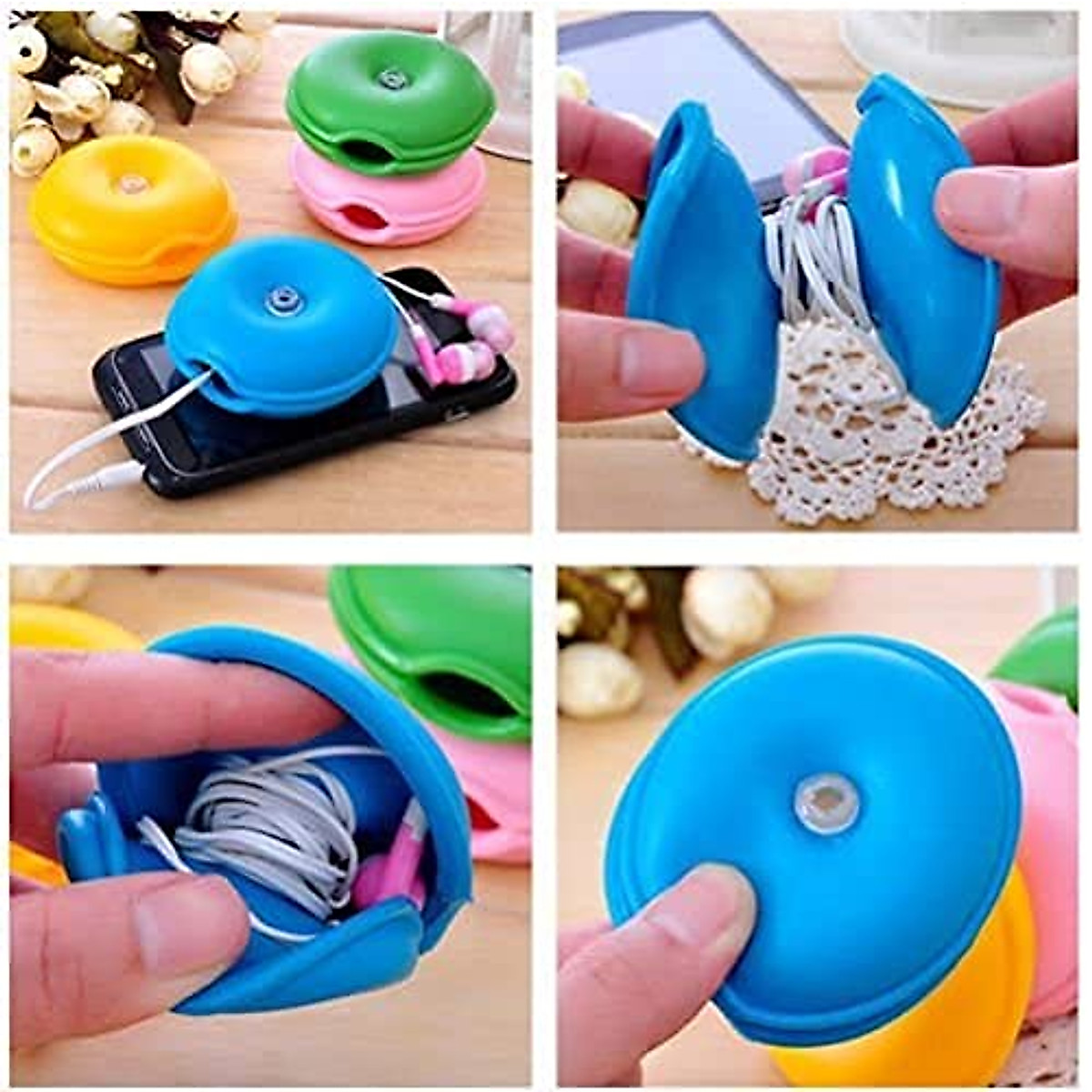 FveBzem 5 Packs Tangle-Free Cable Turtle Organizer Case Cord Keeper ...