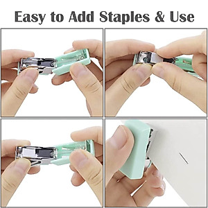 Simonhomes Mini Stapler, small stapler with 100 PCS Staples, Purple Stapler Stationery Set with 20 PCS Clips for Office School Home, 10 Sheets Capacity