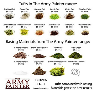 The Army Painter Tufts - Battlefield Tufts: Frozen Tuft, 77 Pcs, 3 Sizes -Terrain Model Kit for Miniature Bases & Model Grass Tufts -Diorama Supplies & Diorama Grass for Mini Basing & Gaming Scenery