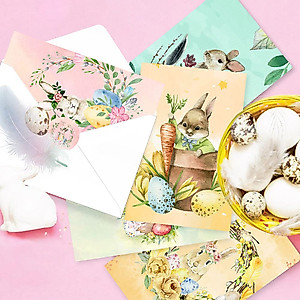 BINBE 12 Pcs Easter Cards,12 Designs Assorted Easter Greeting Cards with Envelopes for All Occasions, Birthday, Sympathy, Thanks Cards (Easter)