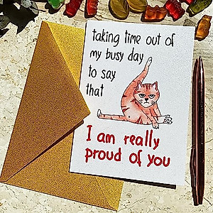 I Am Really Proud of You Card (Ginger Cat) - Funny Handmade Congratulations Card, New Job, Job Promotion, Retirement and Graduation Congrats Card to Graduate, Coworker, Colleague, Boss, Friend