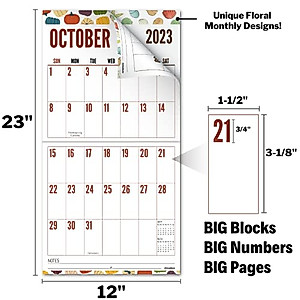 CRANBURY Large Print Wall Calendar 2023 - (Seasons, 12x23" Open), Colorful Designs, Big Numbers, Big Grid Calendar 2023, Low Vision Calendar, Non-Glossy Paper, Includes Stickers