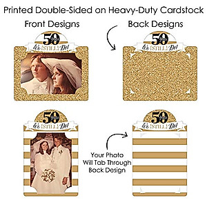 Big Dot of Happiness We Still Do - 50th Wedding Anniversary - Anniversary Party Picture Centerpiece Sticks - Photo Table Toppers - 15 Pieces