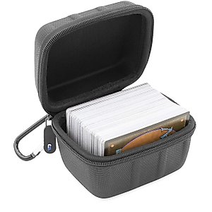 CASEMATIX Card Deck Box for Up to 200 Cards - Hard Shell Playing Card Case with Non-Scratch Fabrics and Metal Carabiner Compatible with Magic The Gathering and Other TCGs, Case Only