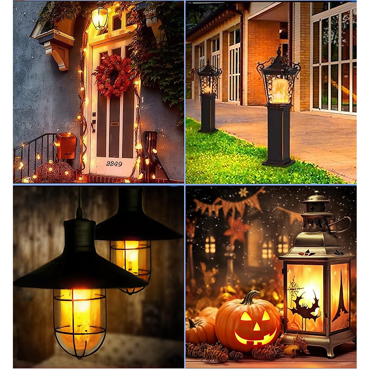 6W E26 LED Flame Effect Light Bulb - 4 Modes Fire Flickering Bulbs for Christmas Decoration Atmosphere Lighting (2 Pack)