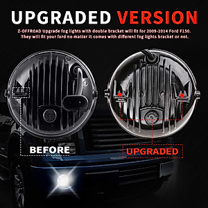 Z-OFFROAD DOT Approved LED Fog Lights for 2006-2014 Ford F150 2006 2007 2008 2009 2010 2011 2012 2013 2014 F150, Bumper Driving Lamp Set Assembly Kit - Black