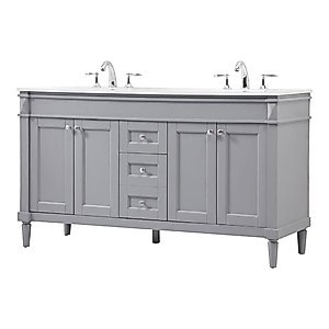 Elegant Decor Indoor Modern Under Sink Bathroom Fixtures Storage Organizer Cabinet 60 inch Double Bathroom Vanity - Grey